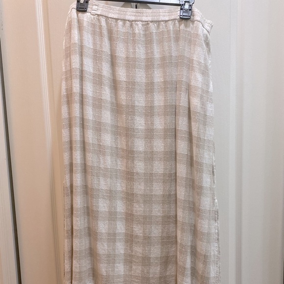 Isaac Mizrahi | Skirts | Isaac Mizrahi Plaid Linen Skirt Cream And ...